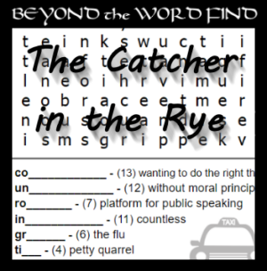 THE CATCHER IN THE RYE - Prereading Vocabulary Puzzle Worksheet, Quiz ...