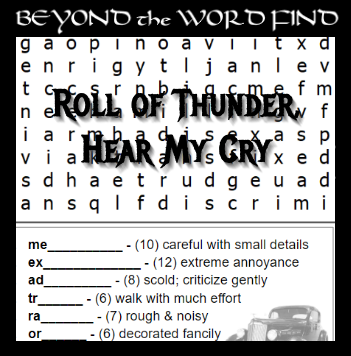 ROLL OF THUNDER, HEAR MY CRY Prereading Vocabulary Puzzle, Worksheet ...