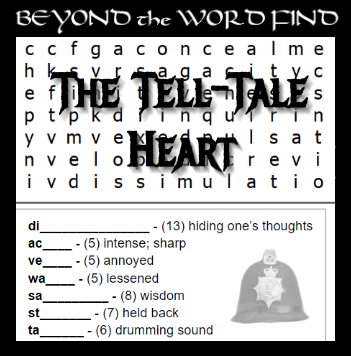 THE TELL-TALE HEART Prereading Vocabulary Puzzle Worksheet, Quiz - NO ...