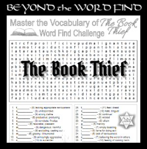 THE BOOK THIEF Prereading Vocabulary Puzzle Worksheet, Quiz, Worksheet ...