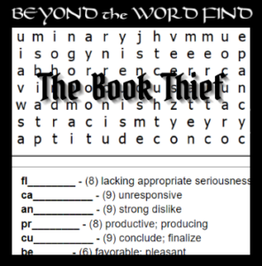 THE BOOK THIEF Prereading Vocabulary Puzzle Worksheet, Quiz, Worksheet ...