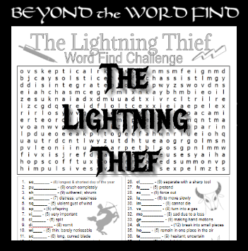 THE LIGHTNING THIEF Prereading Vocabulary Puzzle Worksheet, Quiz - NO ...