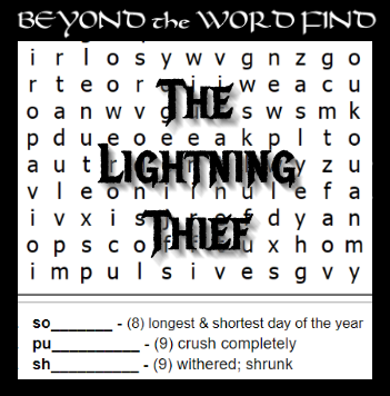 THE LIGHTNING THIEF Prereading Vocabulary Puzzle Worksheet, Quiz - NO ...