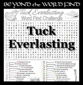 TUCK EVERLASTING - Prereading Vocabulary Puzzle Worksheet, Quiz - NO ...