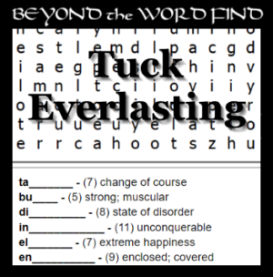 TUCK EVERLASTING - Prereading Vocabulary Puzzle Worksheet, Quiz - NO ...