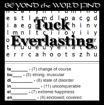 TUCK EVERLASTING - Prereading Vocabulary Puzzle Worksheet, Quiz - NO ...