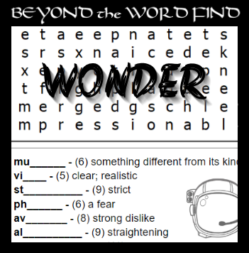 WONDER - Prereading Vocabulary Puzzle, Quiz, Worksheet, Test, Review ...