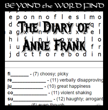 THE DIARY OF ANNE FRANK - Prereading Vocabulary, Quiz, Worksheet, Test ...