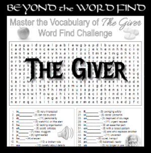 THE GIVER - Prereading Vocabulary Worksheet, Test, Review, Quiz - NO ...