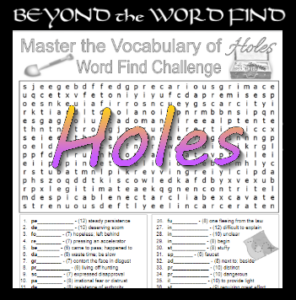 HOLES Prereading Vocabulary Puzzle Activity, Quiz, Worksheet, Test - NO ...