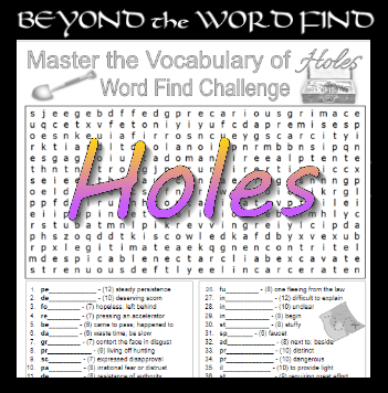 HOLES Prereading Vocabulary Puzzle Activity, Quiz, Worksheet, Test - NO ...