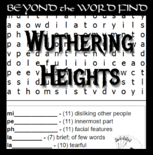 WUTHERING HEIGHTS Vocabulary Puzzle Activity, Quiz, Worksheet, Test ...
