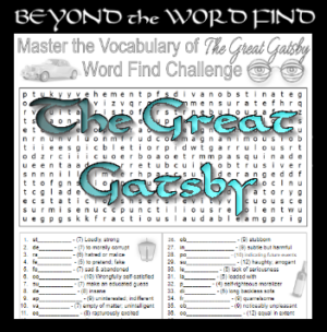 THE GREAT GATSBY Vocabulary Puzzle Activity, Quiz, Worksheet, Test - NO ...