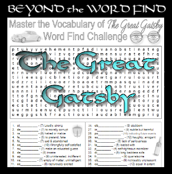 THE GREAT GATSBY Vocabulary Puzzle Activity, Quiz, Worksheet, Test - NO ...