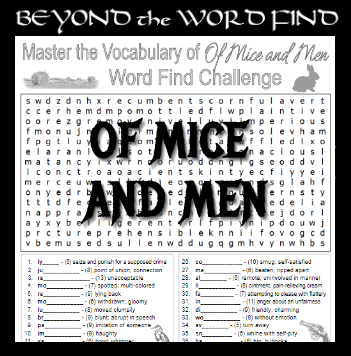 OF MICE AND MEN Vocabulary Puzzle Activity, Quiz, Worksheet, Test - NO ...