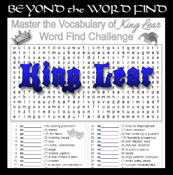 KING LEAR Vocabulary Puzzle Activity, Quiz, Worksheet, Test, Review ...