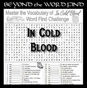 IN COLD BLOOD Vocabulary Puzzle Activity, Quiz, Worksheet, Test - NO ...