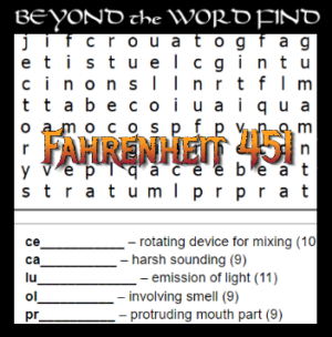 FAHRENHEIT 451 Vocabulary Puzzle Activity, Quiz, Worksheet, Test - NO ...