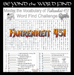 FAHRENHEIT 451 Vocabulary Puzzle Activity, Quiz, Worksheet, Test - NO ...
