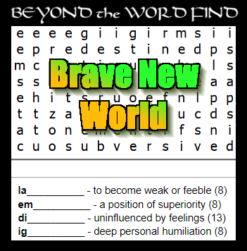 BRAVE NEW WORLD Vocabulary Puzzle Activity, Quiz, Worksheet, Test - NO ...