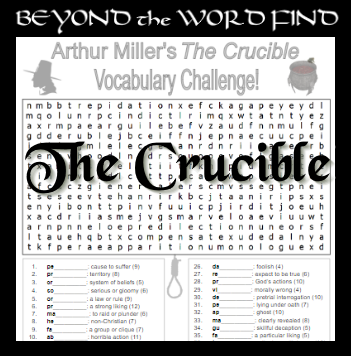 THE CRUCIBLE Prereading Vocabulary Puzzle, Quiz, Worksheet, Test - NO ...