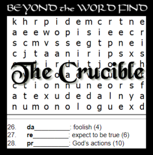 THE CRUCIBLE Prereading Vocabulary Puzzle, Quiz, Worksheet, Test - NO ...