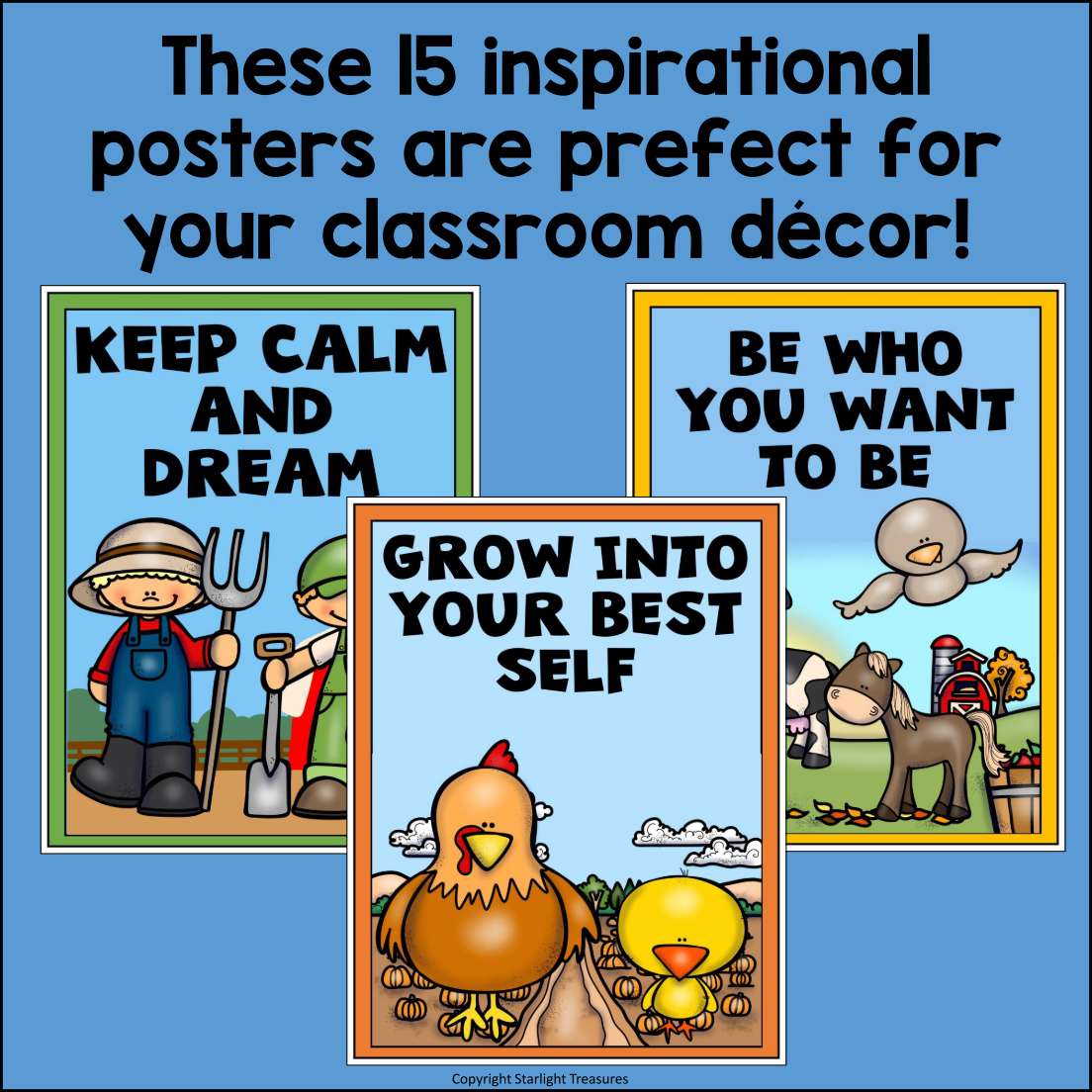 Classroom Décor Inspirational Posters - Farm Theme | Made By Teachers