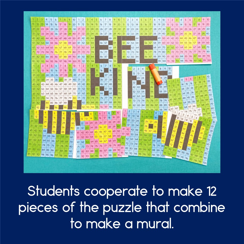 Be Kind 100s Chart Mystery Picture Cooperative Mural | Random Acts of ...