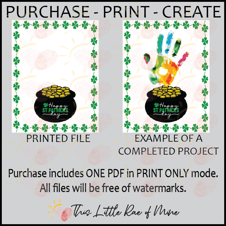 Happy St Patrick's Day - Pot of Gold - Rainbow - Printable - handprint ...
