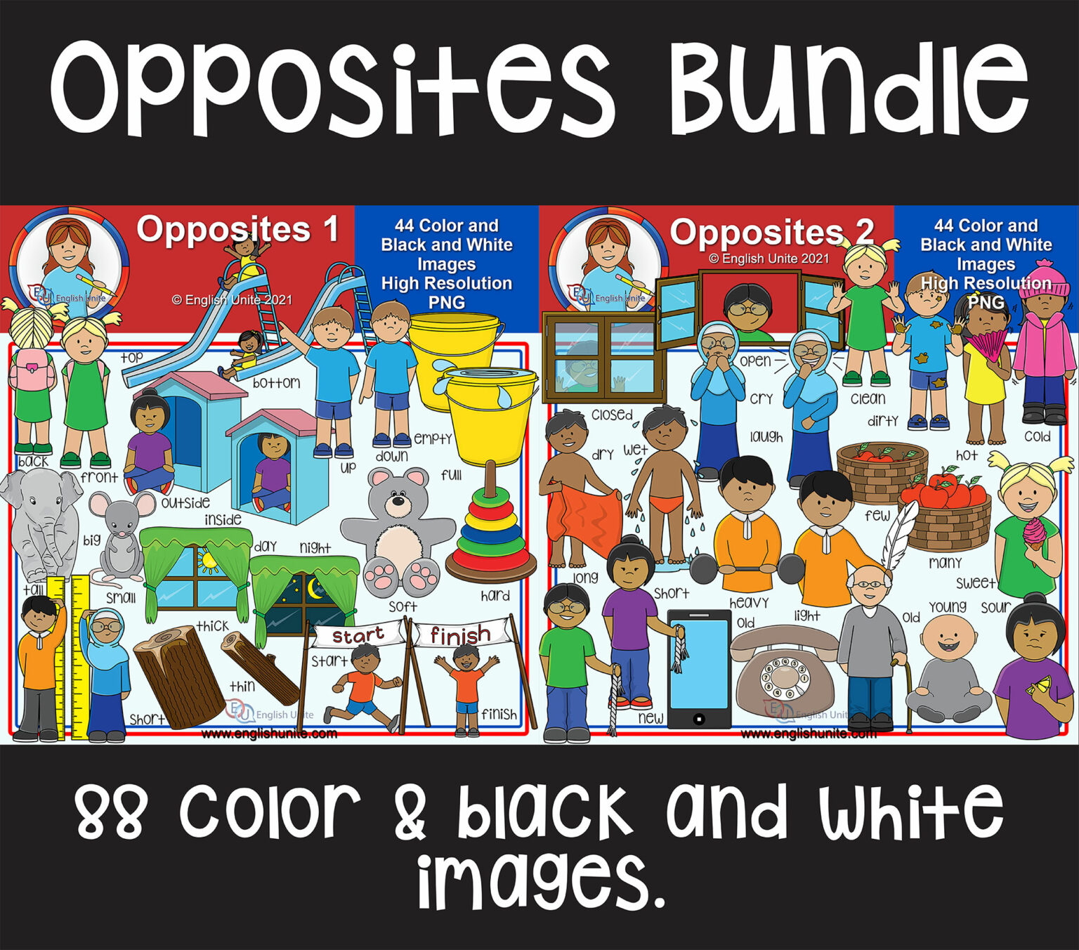 Clip Art - Antonyms/Opposites Bundle | Made By Teachers