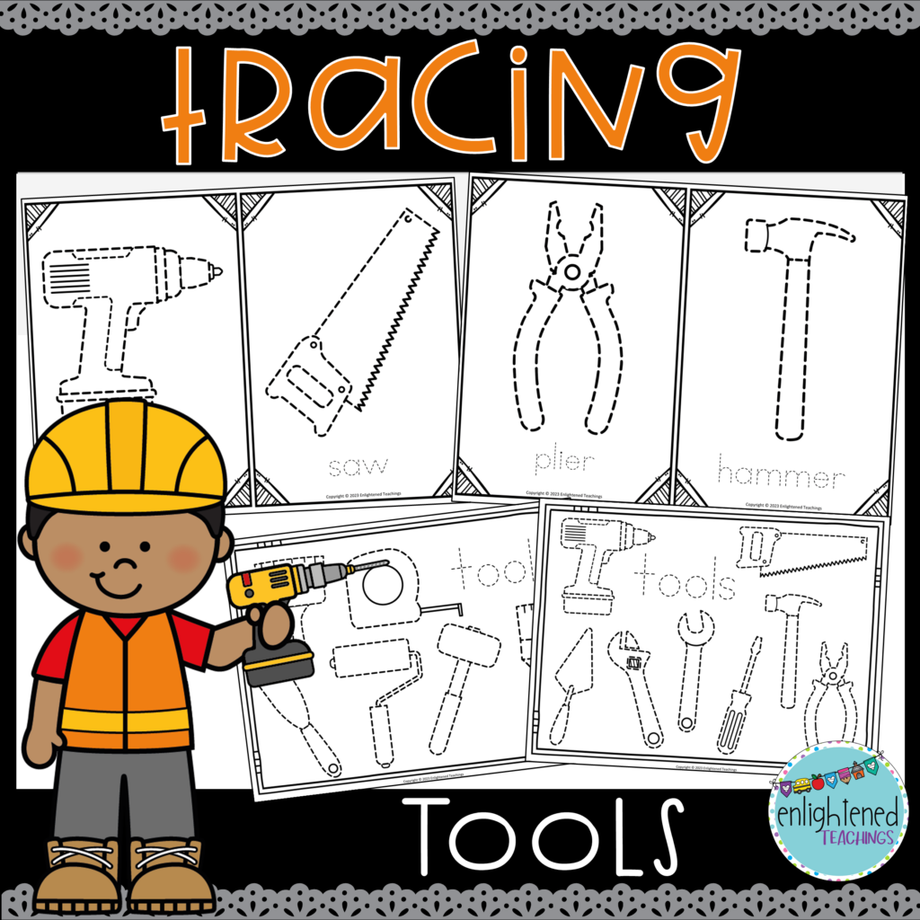 Construction Tools Tracing Worksheets Fine Motor Activity, Tools ...