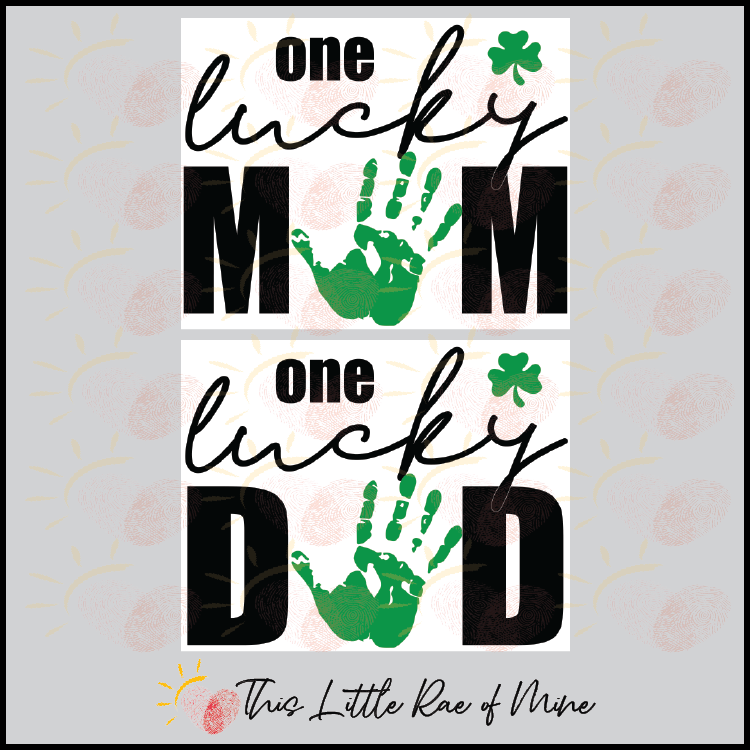 One Lucky Mom Dad - St Patrick's Day - shamrock - Printable - handprint ...