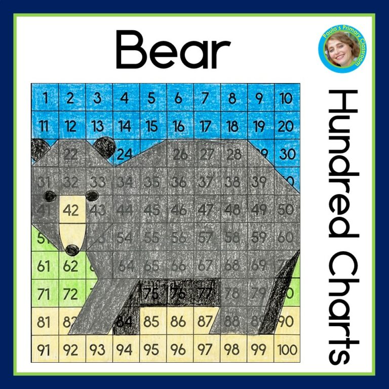 Bears 100s Chart | Hundreds Charts | 100 Chart Panda Polar Brown and ...