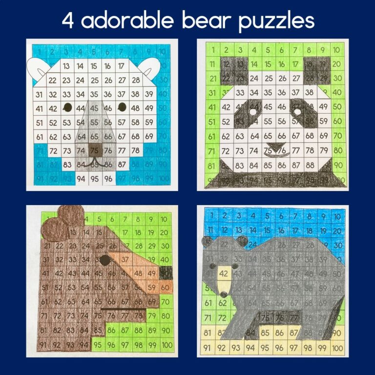 Bears 100s Chart | Hundreds Charts | 100 Chart Panda Polar Brown and ...