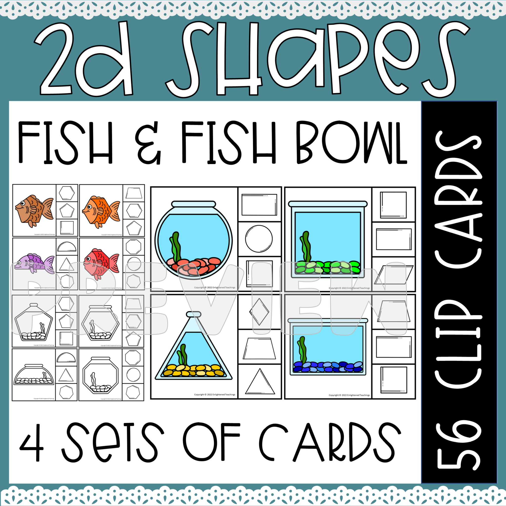 Fish 2D Shape Clip Cards Summer 2D Shape Sorting 2D Shape Properties ...