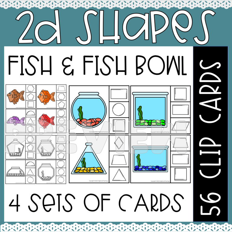 Fish 2D Shape Clip Cards Summer 2D Shape Sorting 2D Shape Properties ...