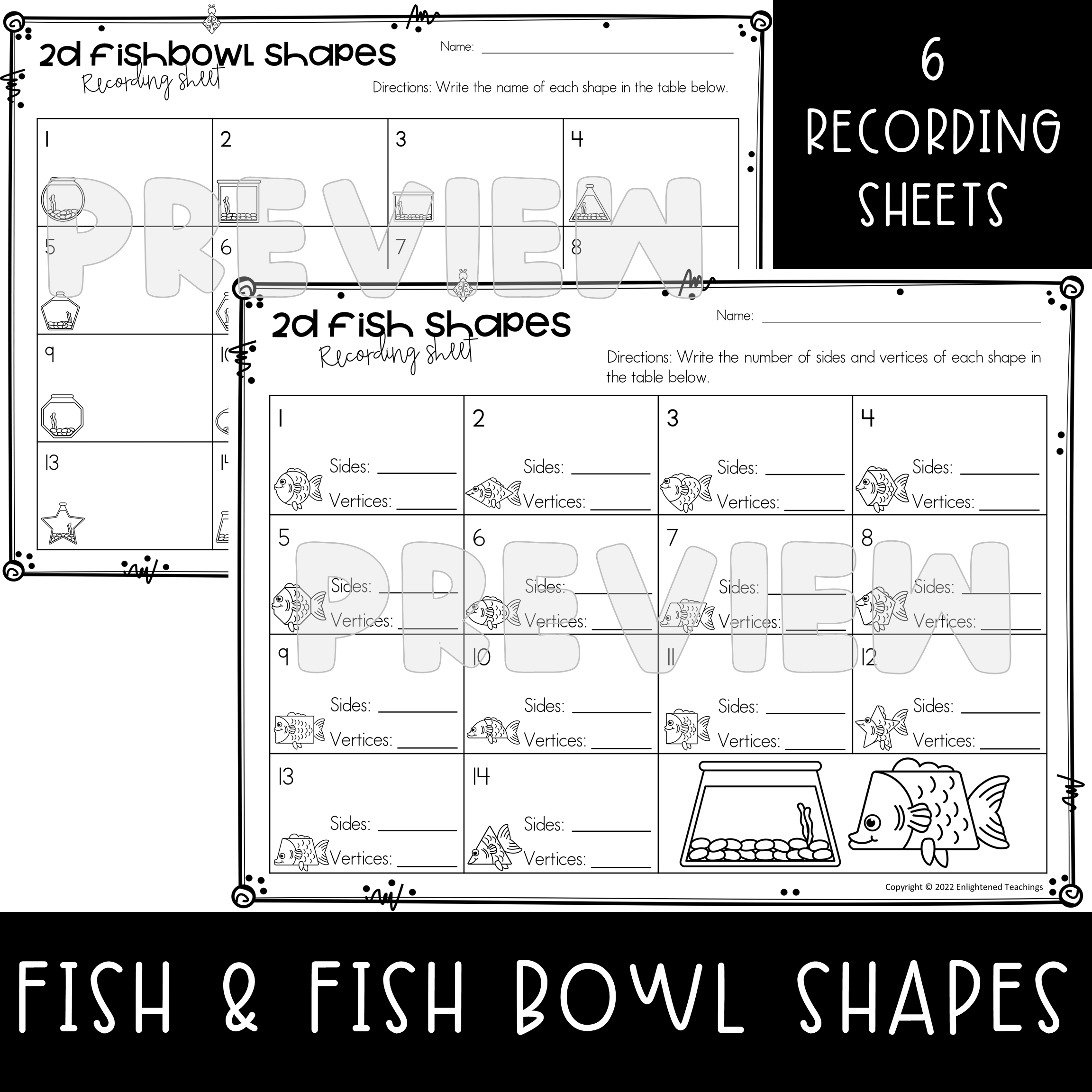 Fish 2D Shape Clip Cards Summer 2D Shape Sorting 2D Shape Properties ...