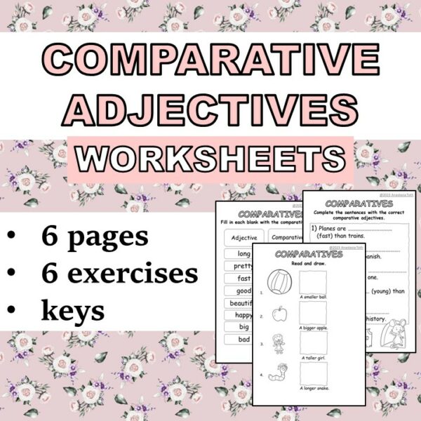 COMPARATIVE ADJECTIVES English ESL EFL printable grammar worksheet ...