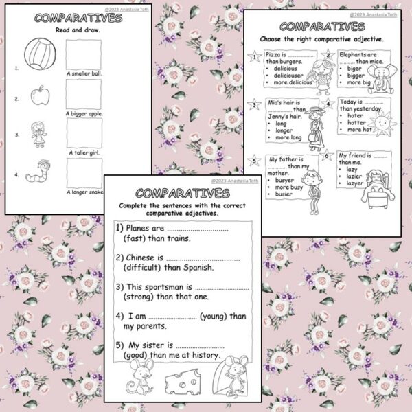 COMPARATIVE ADJECTIVES English ESL EFL printable grammar worksheet ...