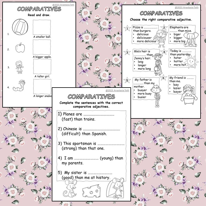 COMPARATIVE ADJECTIVES English ESL EFL printable grammar worksheet ...