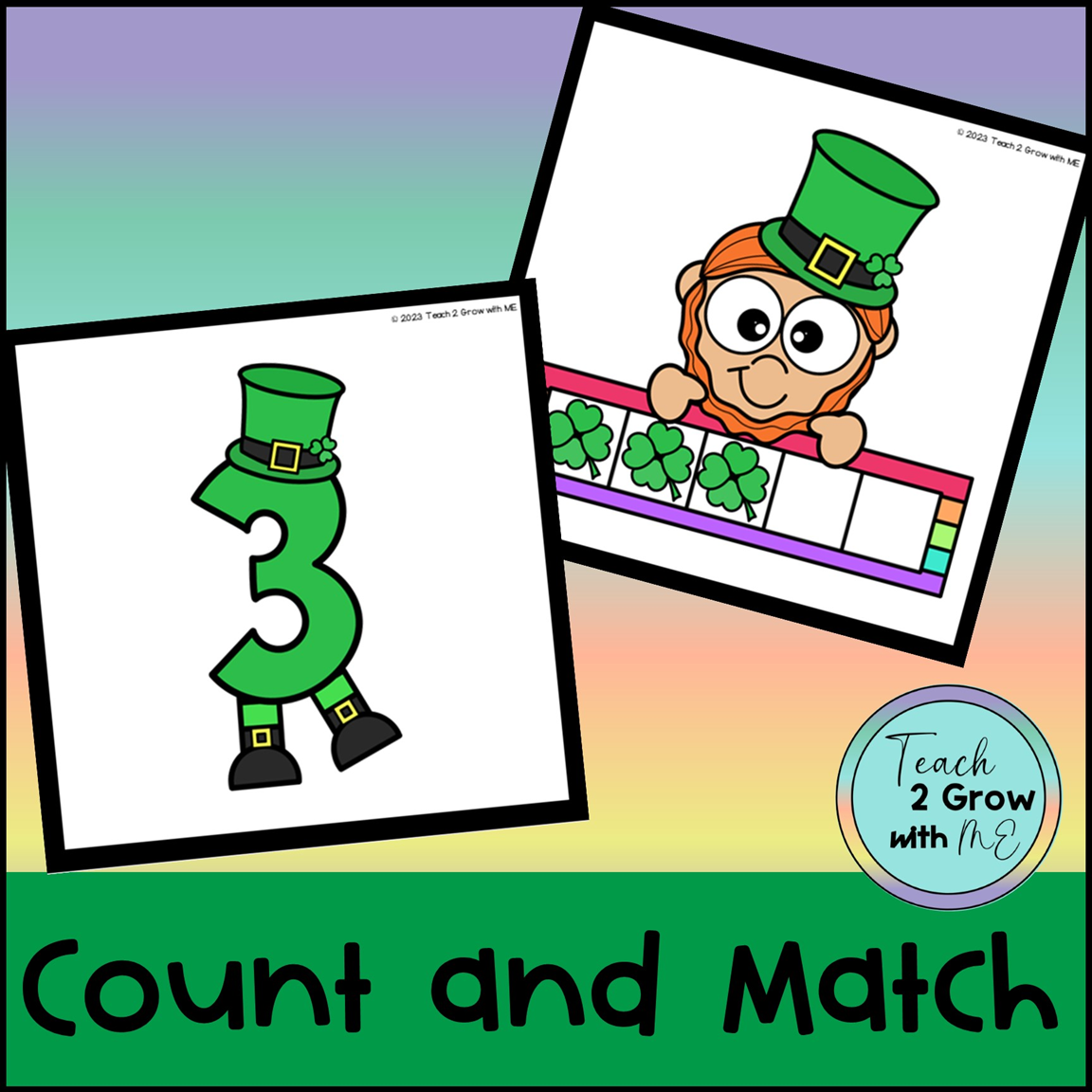 St. Patrick's Day Math 5 Frames Memory Match Large Floor Game for PreK ...