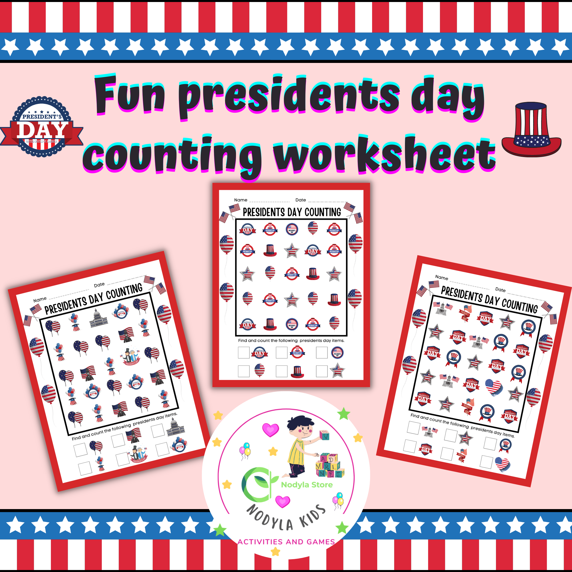 Fun presidents day counting worksheet | Made By Teachers