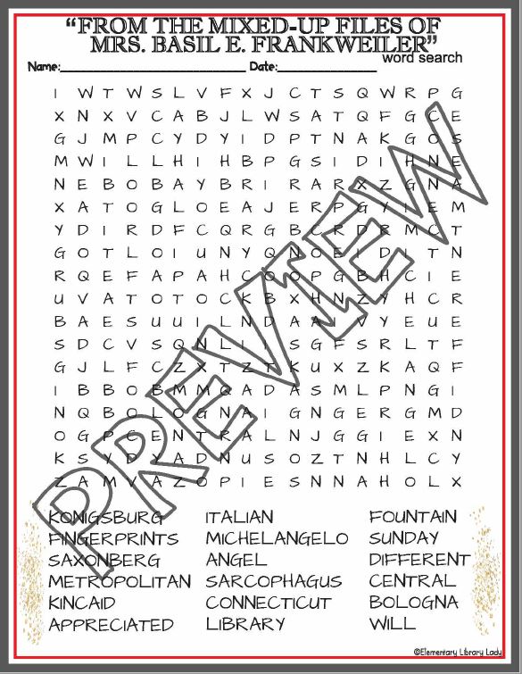 From the Mixed-Up Files of Mrs Basil E Frankweiler Activities ...