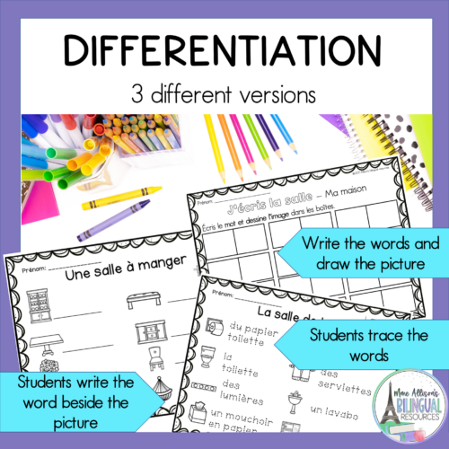 French house vocabulary Activity: Write the Room - Écris la salle: Ma ...