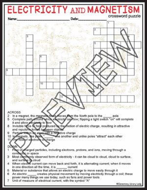 Electricity and Magnetism Activities Crossword Puzzle and Word Search ...