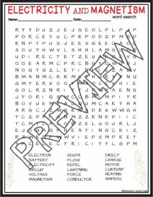 Electricity and Magnetism Activities Crossword Puzzle and Word Search ...