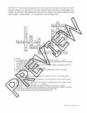 Electricity and Magnetism Activities Crossword Puzzle and Word Search ...
