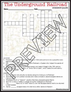 The Underground Railroad Activities Crossword Puzzle and Word Search ...