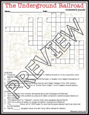 The Underground Railroad Activities Crossword Puzzle and Word Search ...
