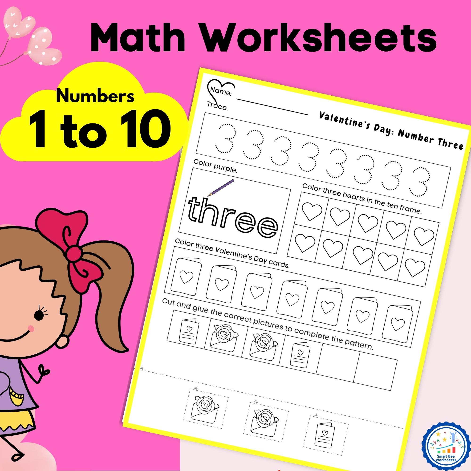 Valentine's Day Math Worksheets. NO PREP Math Activities PreK ...